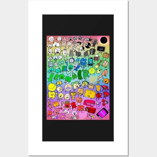 BFDI Inanimate Insanity All Characters (Rainbow) - Bfb - Posters and Art Prints | TeePublic